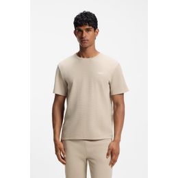BOSS Herren Pyjamaoberteil "Waffle T-Shirt", Gr. L, beige, Obermaterial: 60% Baumwolle, 40% Polyester, Shirts