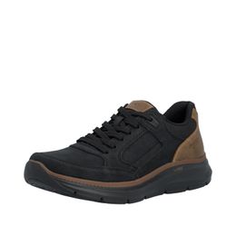 Rieker Herren Sneaker, Gr. 42schwarz, braun, Lederimitat, Schuhe, Schn&uuml;rschuh, Halbschuh mit Kontrastbesatz