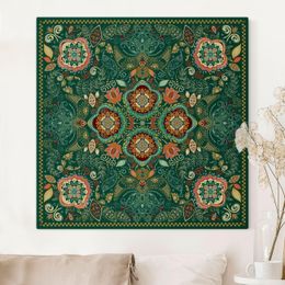Bilderwelten Akustikbild Detailliertes Boho Muster in Gr&uuml;n