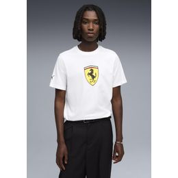 Puma Herren T-Shirt "FERRARI COLORED SHIELD TEE", wei&szlig;, Gr. L, unifarben, Jersey, Obermaterial: 100% Baumwolle, Shirts, Regular Fit, Kurzarm, f&uuml;r