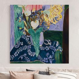 Bilderwelten Akustikbild Henri Matisse - Blaue Blumenvase auf blauer Tischdecke