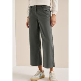 Cecil Damen Culotte, grau, Gr. 33, unifarben, Web, 96% Baumwolle, 4% Elasthan, Hosen, High Waist