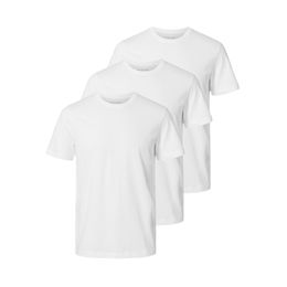 Selected Herren Rundhalsshirt "SLHCORMAC SS O-NECK TEE 3-PACK NOOS", wei&szlig;, Gr. L, unifarben, Jersey, Obermaterial: 100% Baumwolle, Shirts, Baumwolle,