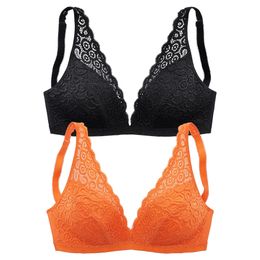 Damen Bralette-BH, PETITE FLEUR BY LASCANA, Gr. 75, orange, Spitze, Obermaterial: 90% Polyamid, 10% Elasthan, BHs, ohne B&uuml;gel aus Spitze, Dessous