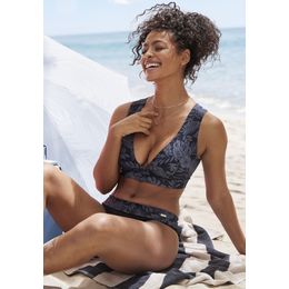 Venice Beach Damen Bustier-Bikini-Top "Moloka", schwarz, Gr. 34, bedruckt, Recycling-Polyamid, Bikini-Oberteile, mit tropischem Print
