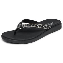 Skechers Damen Zehentrenner "MEDITATION LUXE-", Gr. 37, schwarz, Lederimitat, Glitzer, Schuhe, Strandschuh, Sommerschuh, Badeschuh mit