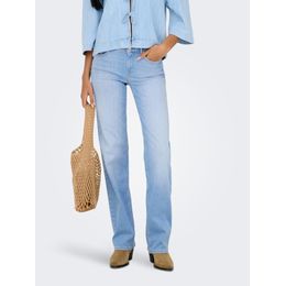 Only Damen Straight-Jeans "ONLBLUSH MID STRAIGHT DNM REA828 NOOS", blau, Gr. S, unifarben, Denim/Jeans, Obermaterial: 91% Baumwolle, 5% Polyester, 4%