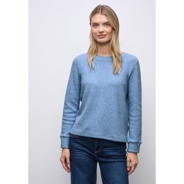 Street One Damen Langarmshirt, blau, Gr. 38, unifarben, Stoff, 50% Polyester, 47% Viskose, 3% Elasthan, Shirts, soft und weich