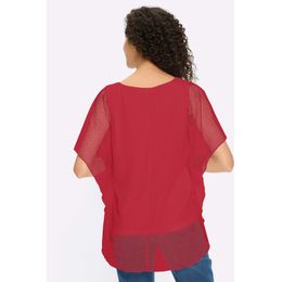 Heine Damen Kurzarmshirt "Shirt"erdbeere, Gr. 48, unifarben, 100% Polyester, Top:5% Elasthan, 95% Viskose, Shirts