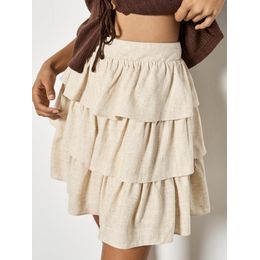 Apricot Damen Minirock "Minirock aus Leinenmischung", wei&szlig;, Gr. 42, uni, gewebt, Obermaterial: 83% Viskose CV. 17% Leinen LI., R&ouml;cke, mit R&uuml;schen und