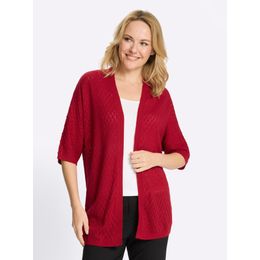 Classic Basics Damen Ajourstrickjacke, rot, Gr. 40, unifarben, 100% Polyacryl, Strickjacken