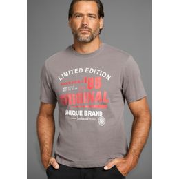MAN'S WORLD MAN'S WORLD Herren T-Shirt, grau, Gr. XL, bedruckt, Single Jersey, Obermaterial: 100% Baumwolle, Shirts, Kurzarm, f&uuml;r die Freizeit, aus Baumwolle