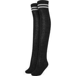 Urban Classics Herren Str&uuml;mpfe "Urban Classics Accessoires Ladies Overknee Socks 2-Pack", Gr. 36schwarz, grau, Elasthan, Polyester, unifarben, Socken