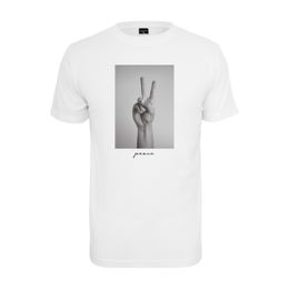 MisterTee Herren T-Shirt "MisterTee Herren Peace Sign Tee", wei&szlig;, Gr. M, unifarben, 100% Baumwolle, Shirts