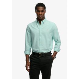 Superdry Herren Langarmhemd "PREPPY OXFORD L/S SHIRT", gr&uuml;n, Gr. L, gestreift, Web, Obermaterial: 100% Baumwolle, Hemden, Baumwolle, regular fit