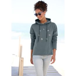 ELBSAND Damen Kapuzensweatshirt "Darisa", blau, Gr. M, unifarben, angeraute Sweatware, Obermaterial: 95% Baumwolle, 5% Elasthan, Sweatshirts, mit