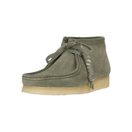 Clarks Damen Schn&uuml;rschuh "Wallabee Boot. Khaki/Green Sde", Gr. 37, gr&uuml;n, Leder, Schuhe, mit ikonischer Sohle