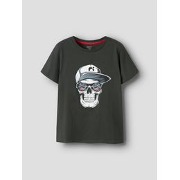 name it Jungen T-Shirt "NKMLORNE &ndash; Shirt mit stylischem Print und Baumwolle", schwarz, Gr. 134, bedruckt, Jersey, Obermaterial: 100% Baumwolle,