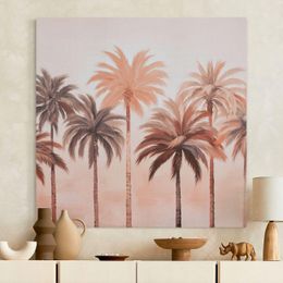 Bilderwelten Akustikbild Palmensilhouette in Rosa II