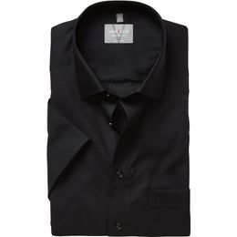 MARVELIS Herren Kurzarmhemd, schwarz, Gr. 48, unifarben, Web, Obermaterial: 100% Baumwolle, Hemden, Businesshemd, New-Kentkragen, comfort fit