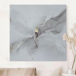 Bilderwelten Akustikbild Zarte Nebelbl&uuml;te auf Grau