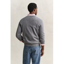 Gant Herren V-Ausschnitt-Pullover "CLASSIC COTTON V-NECK"dunkelgrau melange, Gr. L, unifarben, Strick, Obermaterial: 100% Baumwolle, Pullover,