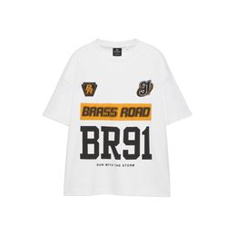 Pull&Bear Pull&bear T-Shirt Herren Gr&ouml;&szlig;e XL curry / schwarz / wei&szlig;