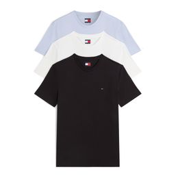 Tommy Jeans Shirt 'Tommy Flag Extra Slim T' male size 4XL Ecru / Dusty blue / Black
