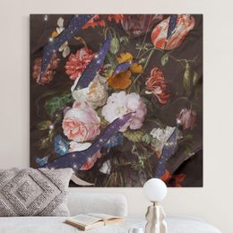 Bilderwelten Akustikbild Blumen mit Galaxie