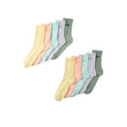 adidas originals Socken 'TREFOIL CREW 10 PAIRS' Damen Gr&ouml;&szlig;e 34/36 hellblau / hellgelb / jade / lavendel / hellorange