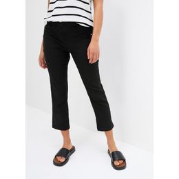 bonprix Damen 7/8-Hose, schwarz, Gr. 38, unifarben, Web, Obermaterial: 71% Polyester, 25% Viskose, 4% Elasthan, Hosen, niedrige Leibh&ouml;he, elastisch