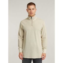 G-Star Raw G-STAR Herren T-Shirt "Overdyed Half Zip Tweeter", beige, Gr. M, Obermaterial: 100% Baumwolle, Shirts