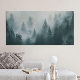 Bilderwelten Akustikbild Nadelwald im Nebel