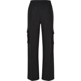 Urban Classics Damen Stoffhose "Urban Classics Damen Ladies Vicose Straight Leg Cargo Pants"schwarz, Gr. M, unifarben, 68% Viskose, 32% Polyester,
