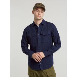 G-Star Raw G-STAR Herren Langarmshirt "Marine Slim Hemd", blau, Gr. M, Obermaterial: 50% Baumwolle, 50% Baumwolle, Shirts