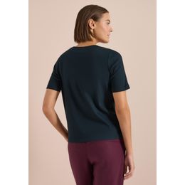 Cecil Damen T-Shirt, blau, Gr. XXL, unifarben, Web, 95% Baumwolle, 5% Elasthan, Shirts, mit Rundhalsausschnitt