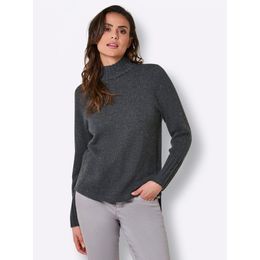 Damen Wollpullover "Kaschmir-Woll-Pullover", grau, Gr. 36, CREATION L PREMIUM, unifarben, 90% Wolle, 10% Kaschmir, Pullover