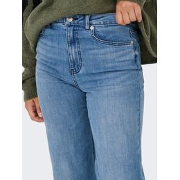 Only Damen High-waist-Jeans "ONLJUICY-WAUW HW WIDE DNM GUA113 NOOS"medium blau denim, Gr. XL, unifarben, Denim/Jeans, Obermaterial: 64% Baumwolle,