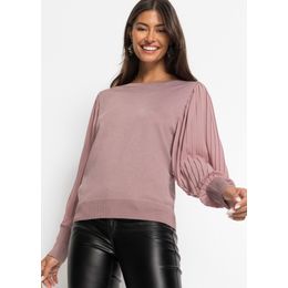 bonprix Damen Strickpullover "Feinstrickpullover aus flie&szlig;endem Viskose-Mix", rosa, Gr. 32, unifarben, Feinstrick;Web, Obermaterial: 80% Viskose, 20%
