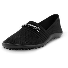 Leguano Damen Barfu&szlig;schuh "LADY FAMOUS", Gr. 43, schwarz, Textil, Schuhe, Flats, Ballerina, Bequemschuh mit goldfarbener Zierkette