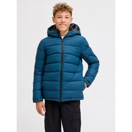 Jack & Jones Kinder Steppjacke "JCOPOINT PU PUFFER JACKET BF JNR", blau, Gr. 164, JACK & JONES JUNIOR, unifarben, Web, Obermaterial: 100% Polyester, Jacken