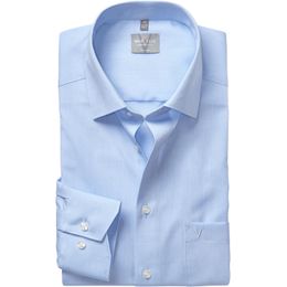 MARVELIS Herren Langarmhemd, blau, Gr. 43, unifarben, Web, Obermaterial: 100% Baumwolle, Hemden, Businesshemd, comfort fit, New-Kentkragen