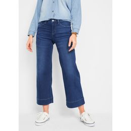 bonprix Damen Weite Jeans, blau, Gr. 36, Denim/Jeans, Obermaterial: 73% Baumwolle, 24% Polyester, 3% Elasthan, Jeans, Loose Fit Passform, 7/8 L&auml;nge,