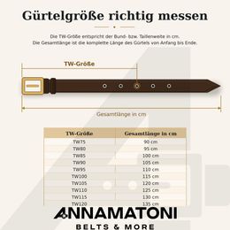 AnnaMatoni Damen Lederg&uuml;rtel "AnnaMatoni AnnaMatoni Damen Lederg&uuml;rtel 2,5 cm breit mit"grau 730, Gr. 75, 100% Leder, G&uuml;rtel