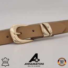 AnnaMatoni Damen Lederg&uuml;rtel "AnnaMatoni AnnaMatoni Damen Lederg&uuml;rtel 2,5 cm breit mit"beige 130, Gr. 85, 100% Leder, G&uuml;rtel