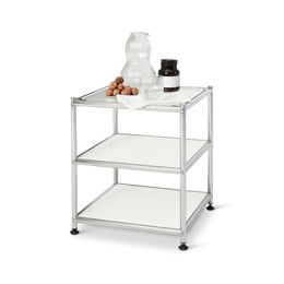 Tchibo - Beistelltisch Metall &raquo;Cn3&laquo; mit Glasoberfl&auml;che - 40x40x46,5cm - chrom -