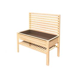 Karibu Hochbeet mit Sichtschutz und Regalboden - 180x40x31cm - naturfarben -