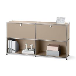 Tchibo - Metall-Sideboard mit 2 versetzbaren Klappf&auml;chern - 152x40x82,5cm - taupe -