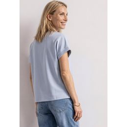 Street One Damen T-Shirt, blau, Gr. 44, unifarben, Stoff, 46% Modal, 46% Polyester, 8% Elasthan, Shirts, im Silk Look