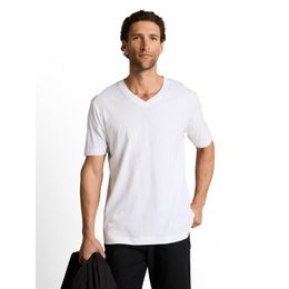 Tom Tailor Herren T-Shirtwei&szlig;, Gr. S, Single Jersey, Obermaterial: 100% Baumwolle, Shirts, mit V-Ausschnitt, Doppelpack